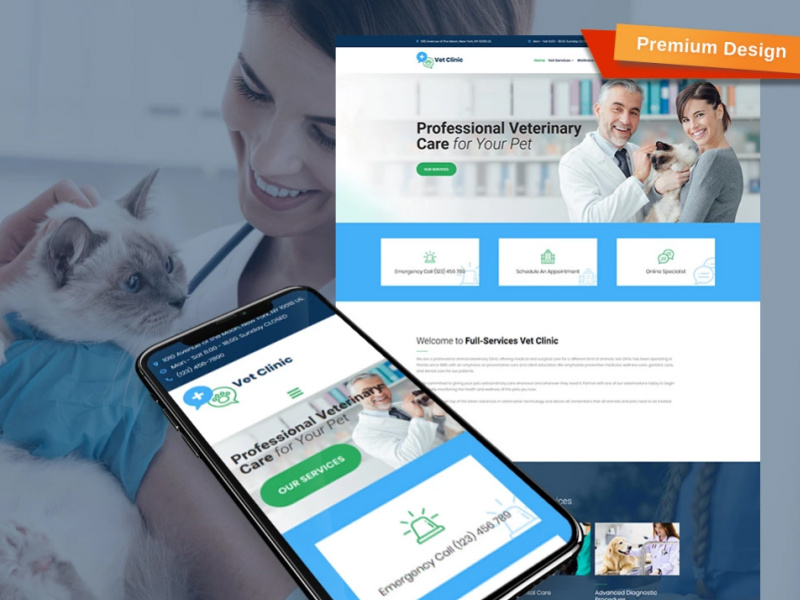 Veterinary Website Design Template for Animal Hospital by MotoCMS on ...