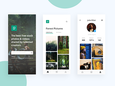 Free stock photos app - Pexels; by Anshul Dawar for domingo on Dribbble