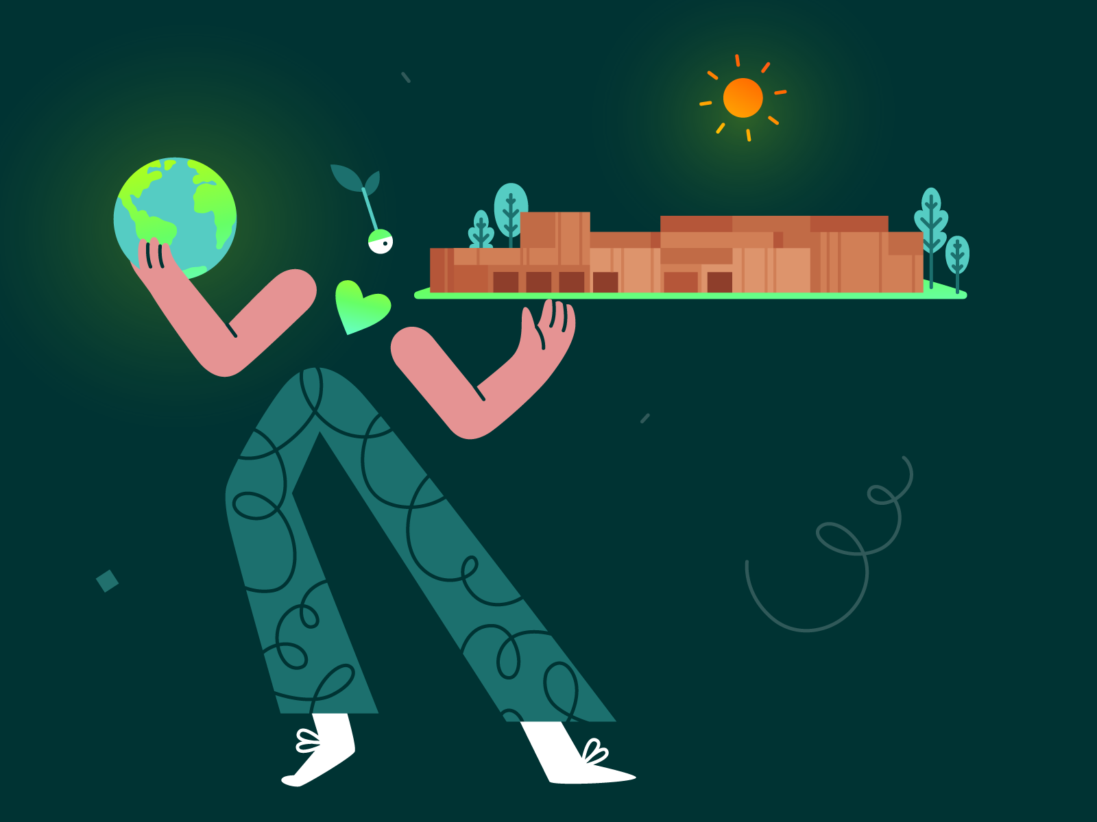 Passive Office Building Illustration by Gyöngyi Balogh for Creatopy on ...