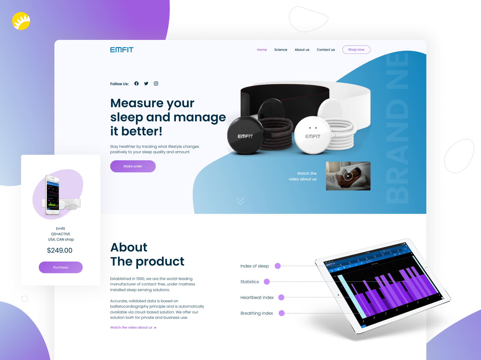 Emfit - landing concept by Igor Netahata for Andersen Design on Dribbble