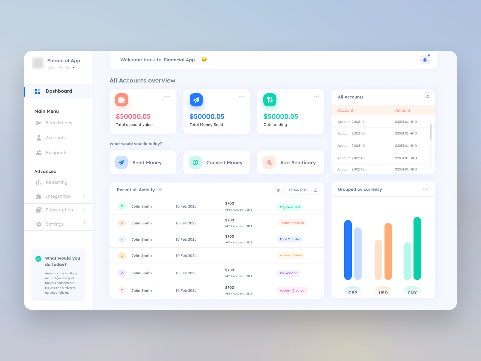Dashboard Light by Zo_design on Dribbble