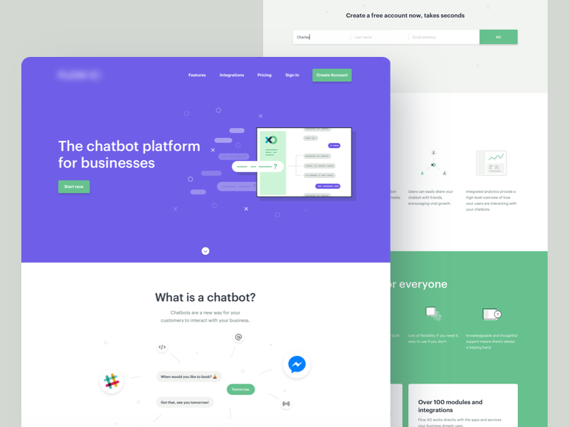Chatbot service - Homepage by Ivan Bjelajac for Bien on Dribbble