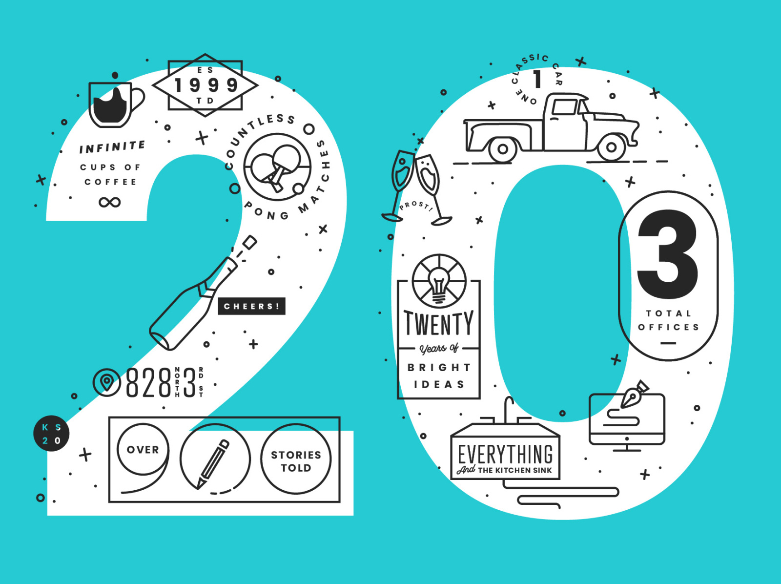 Kitchen Sink's 20th Anniversary Graphic by Hannah Godfrey on Dribbble