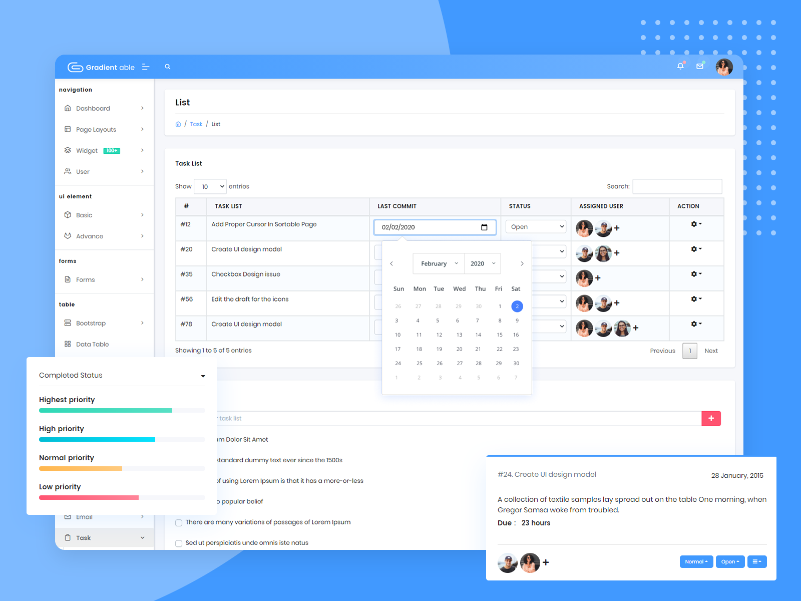 Task List Page - Gradient Able Admin Template by codedthemes on Dribbble