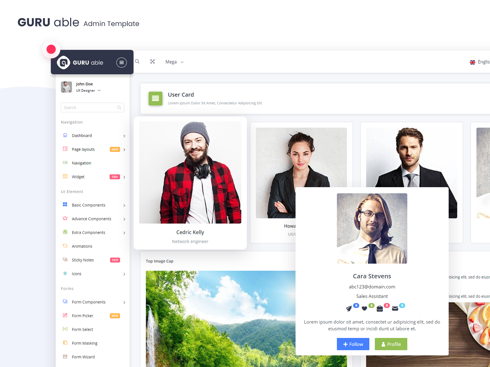 User Card - GURU able Admin Template by CodedThemes on Dribbble