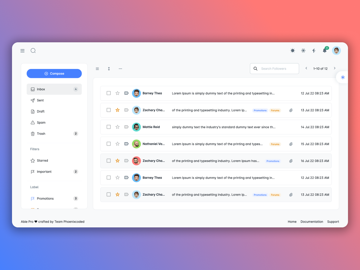 Email App - Able Pro Dashboard Template by codedthemes on Dribbble