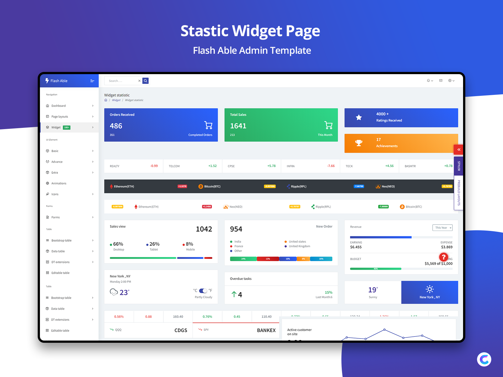 Stastics Widget Flash Able Admin Dashboard by CodedThemes on Dribbble