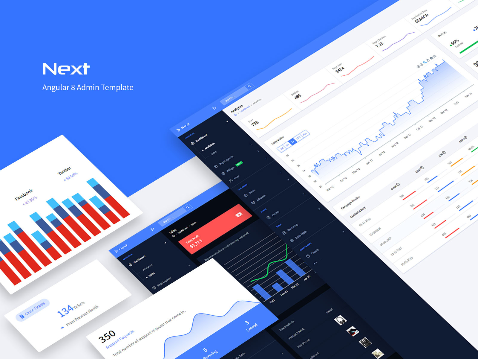 Next Angular 8 Admin Template by codedthemes on Dribbble