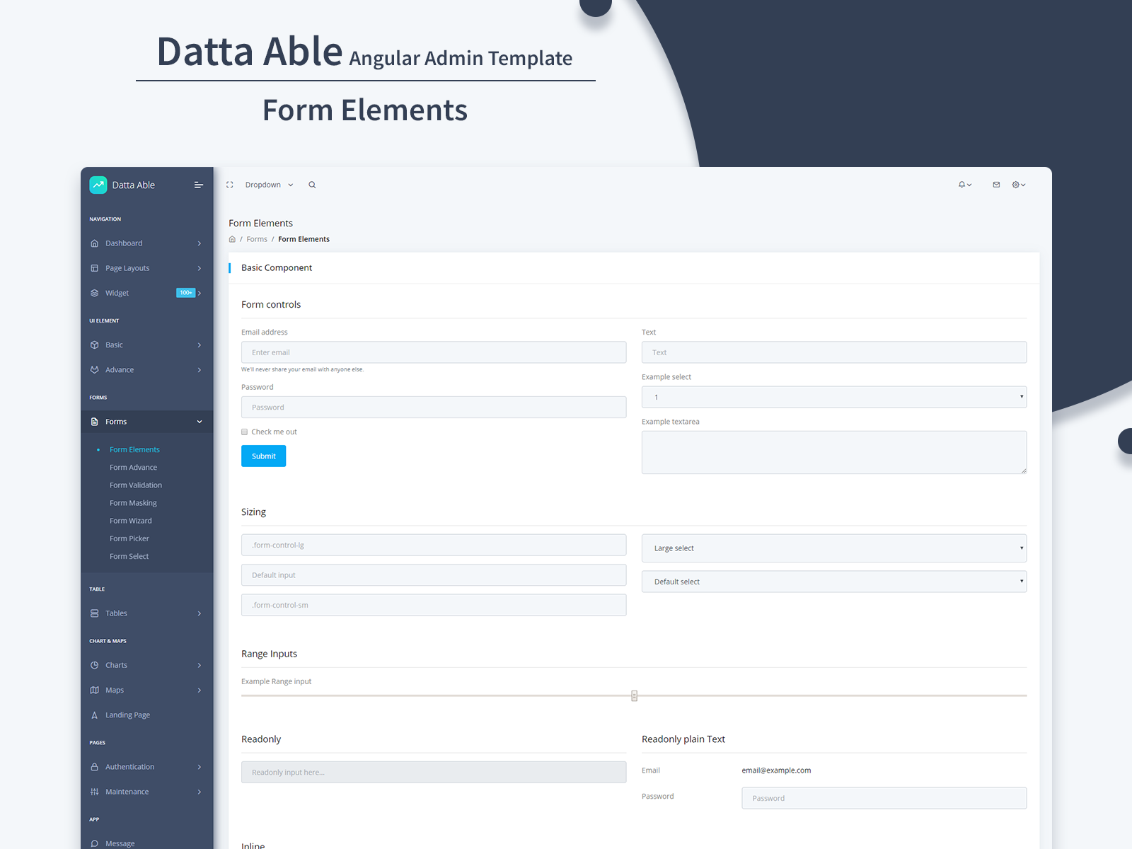 Form Elements - Datta Able Admin Template by codedthemes on Dribbble