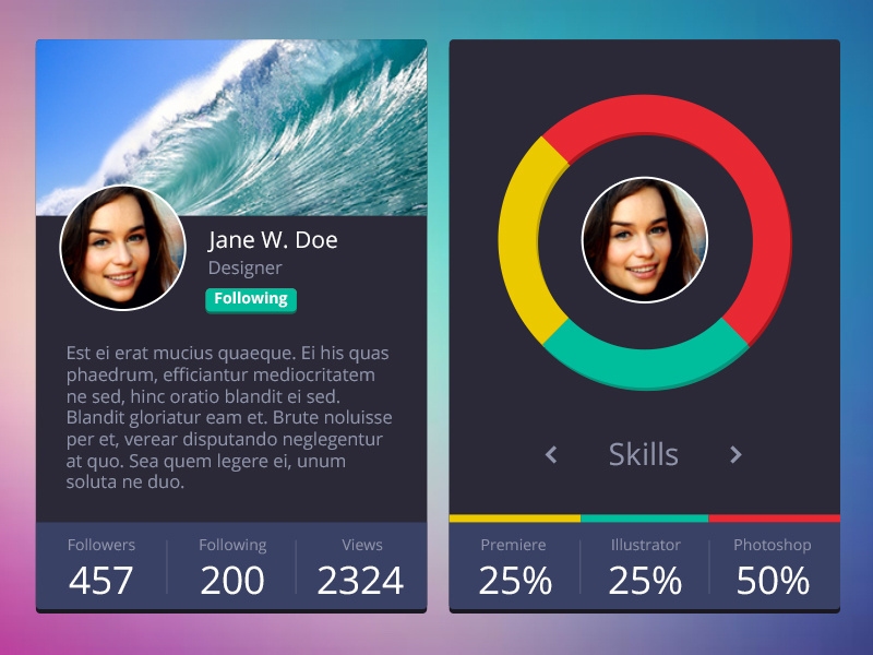 Flat Rounded Square UI Kit - Profile by Jane & Rosello on Dribbble