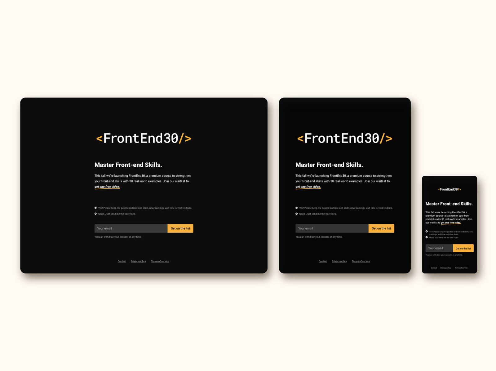 Opt in page / UI design / FrontEnd30 by nana on Dribbble