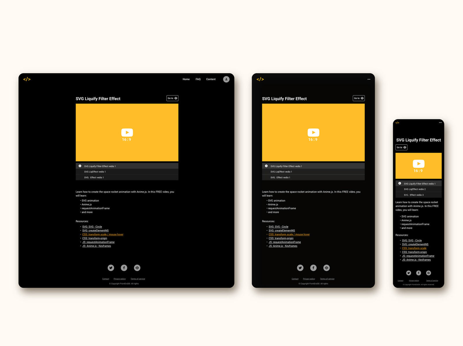 course content page for FrontEnd30 website / UI design by nana on Dribbble