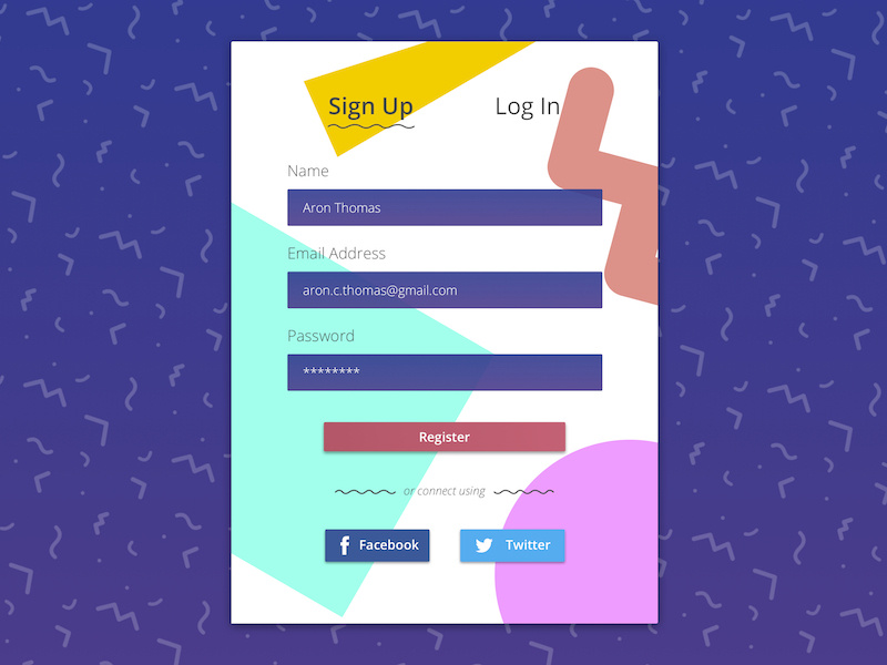 Sign Up Form - Daily UI by Aron Chelliah Thomas on Dribbble