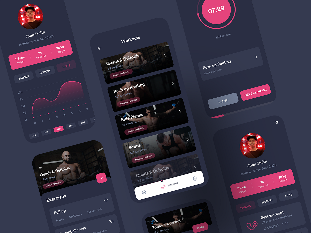 Fitness Workout App UI Kit by sabbirmc on Dribbble