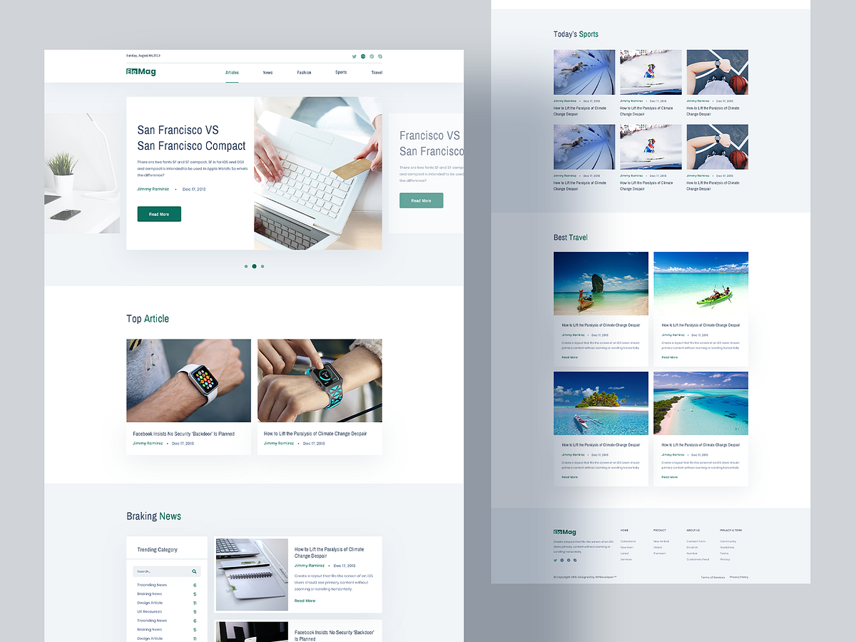 EleMag - Artical | Magazine | Blog Template by SabbirMc for WPDeveloper on Dribbble