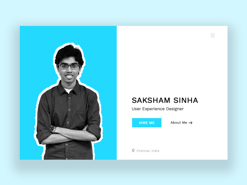 Portfolio 'Hire Me' by Saksham Sinha on Dribbble