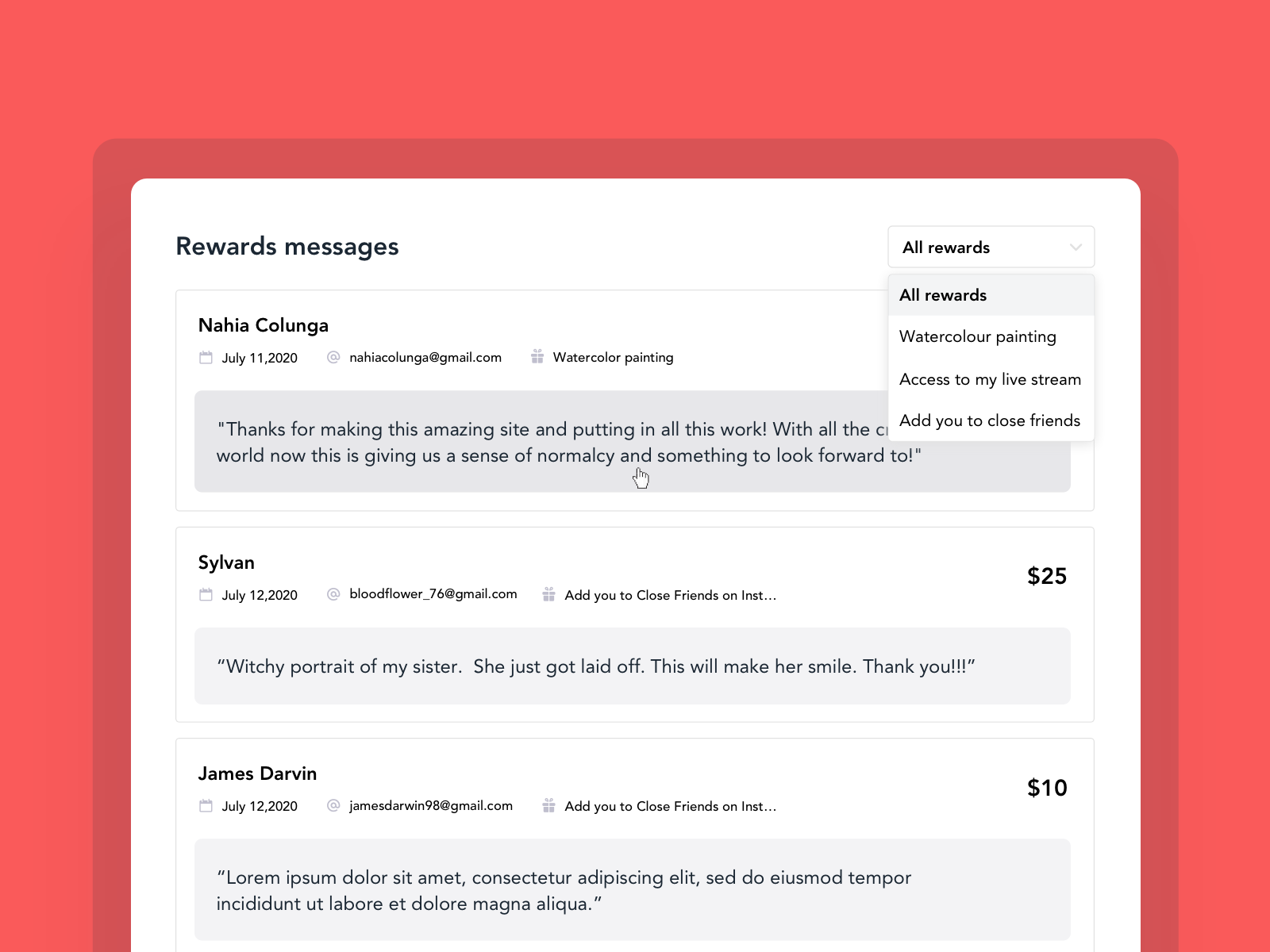 Dribbble - Rewards messages.png by Joe Sunny