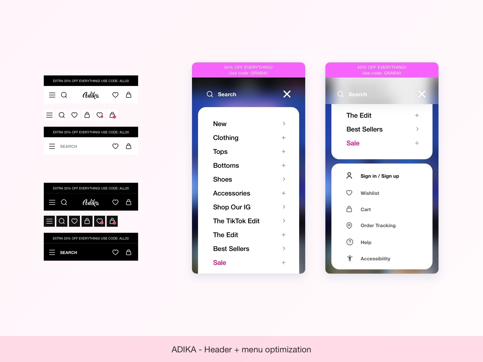 ADIKA - Header & Menu optimization by Gadi Gila on Dribbble