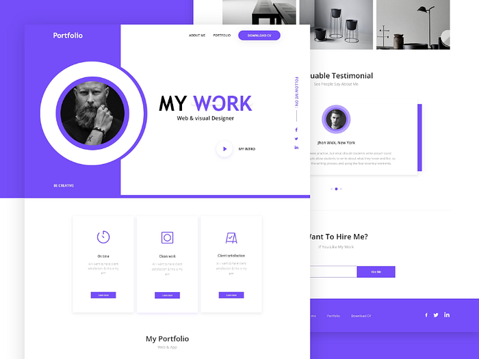 Personal Portfolio template ( XD Freebie ) by Shamin Yassar on Dribbble