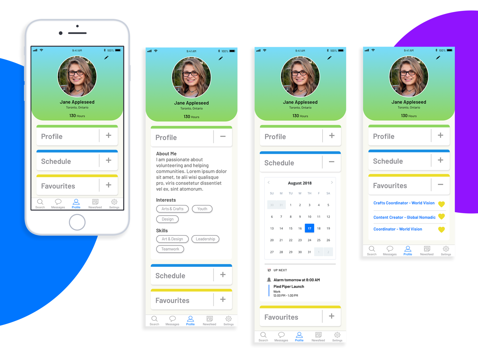 Profile Tab - Volunteer Connect app by Ayesha Ijaz on Dribbble