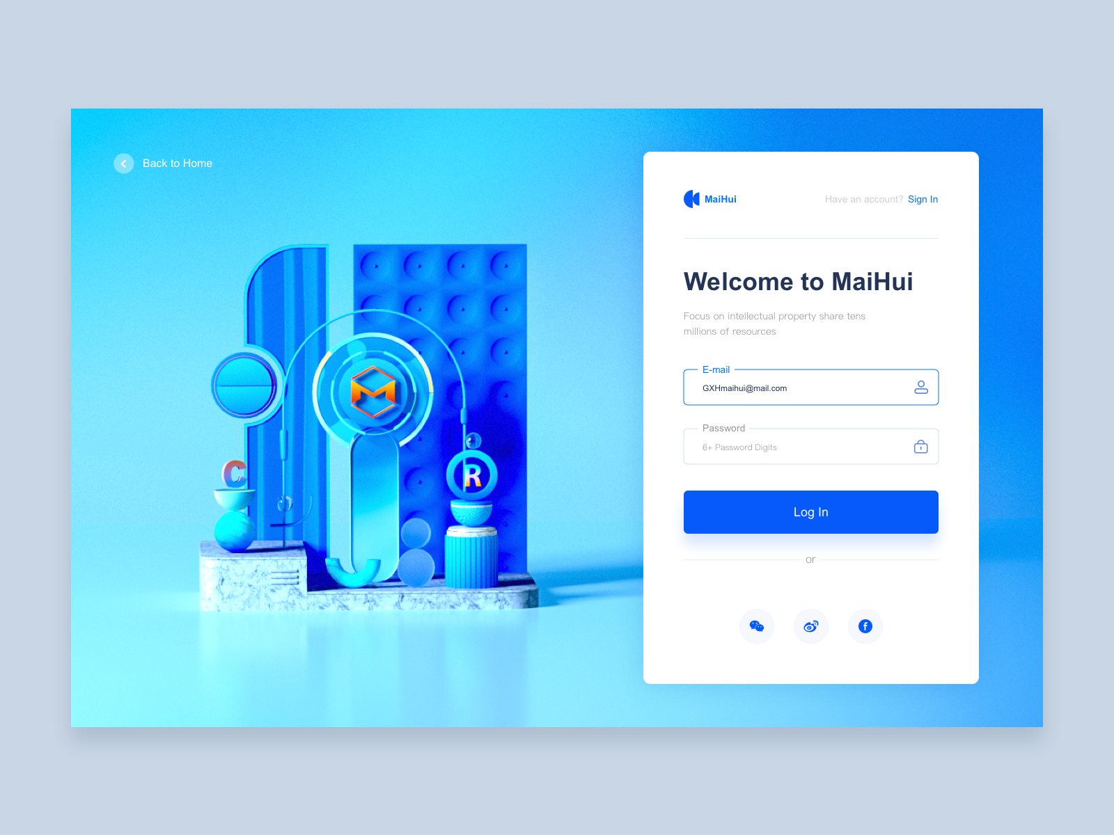 Login screen by Goldie on Dribbble