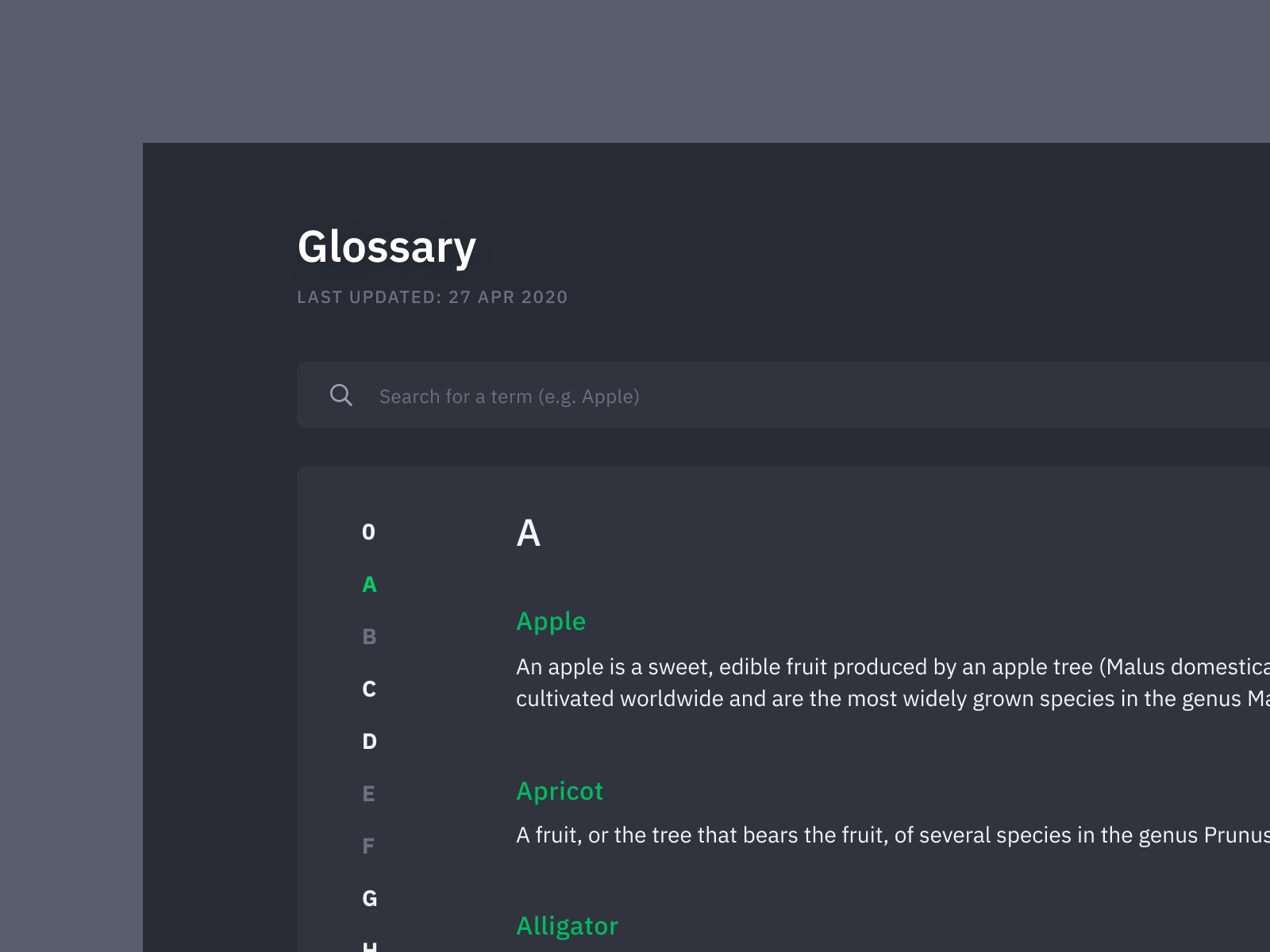 Glossary by Claude on Dribbble