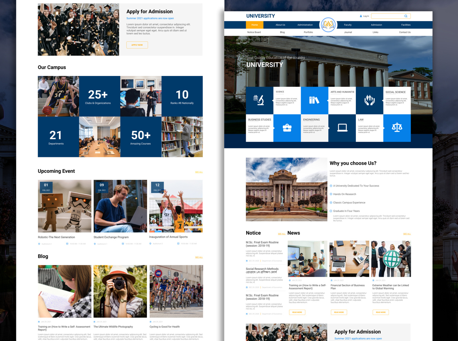 University Home page by Md. Billal Hossain Sohel on Dribbble