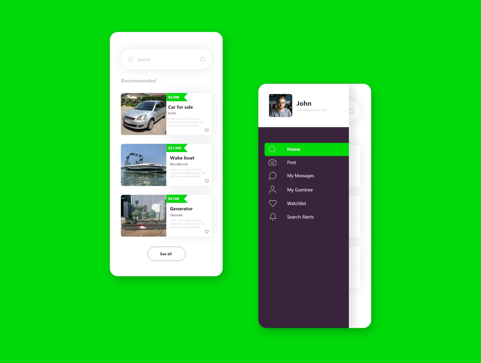 Gumtree UI by Liam Mizzi on Dribbble