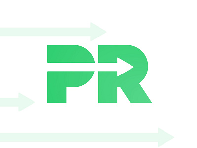 PR forward arrow, monogram, negative space logo symbol icon by ...