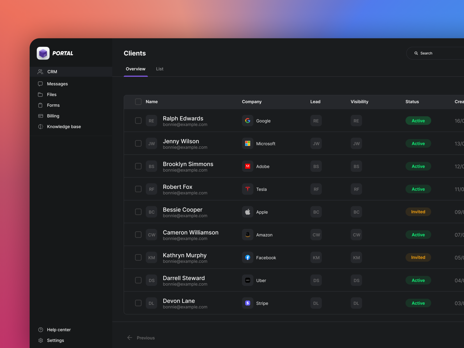 CRM | Customizable Client Portal by Sujay S N on Dribbble