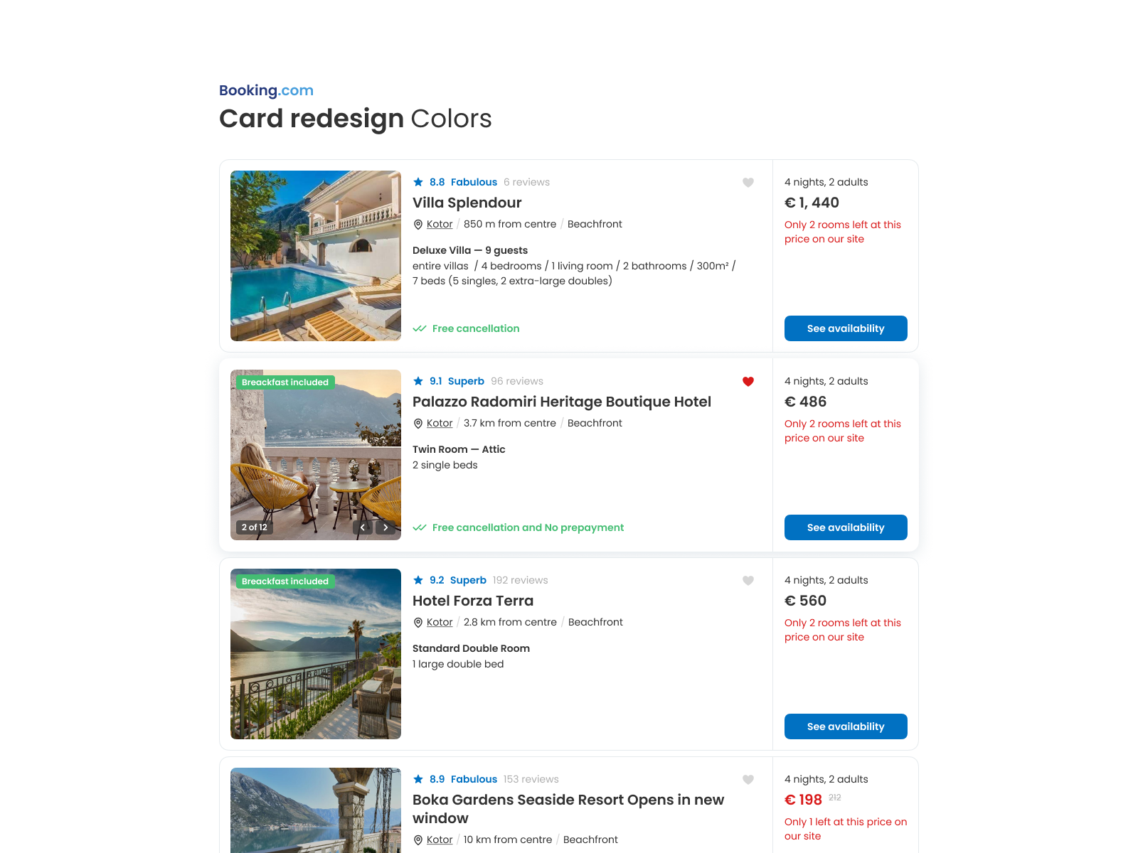 Booking hotel cards by Prikhodko on Dribbble