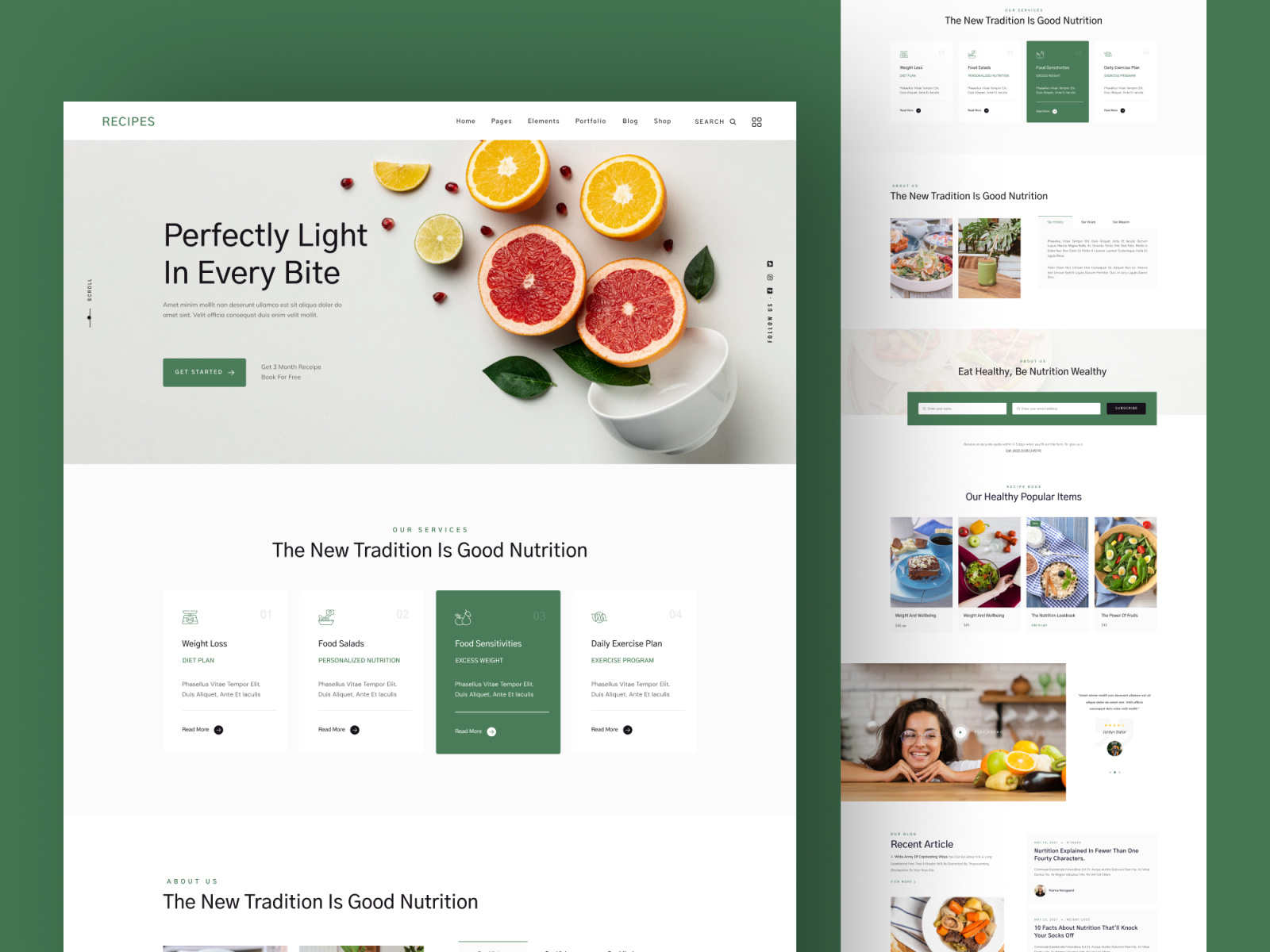 Recipes Web Design Inspiration by Iqonic Design on Dribbble