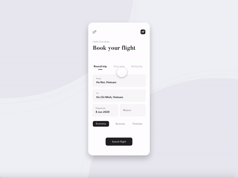 Flight Booking App Interaction by Mai Lan Anh on Dribbble