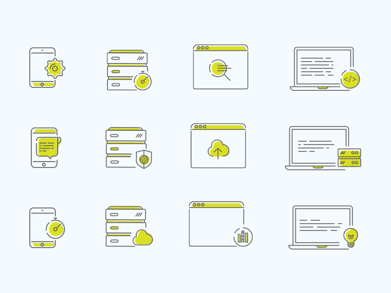 Computing & Hosting Icons by WebAdviser.io on Dribbble