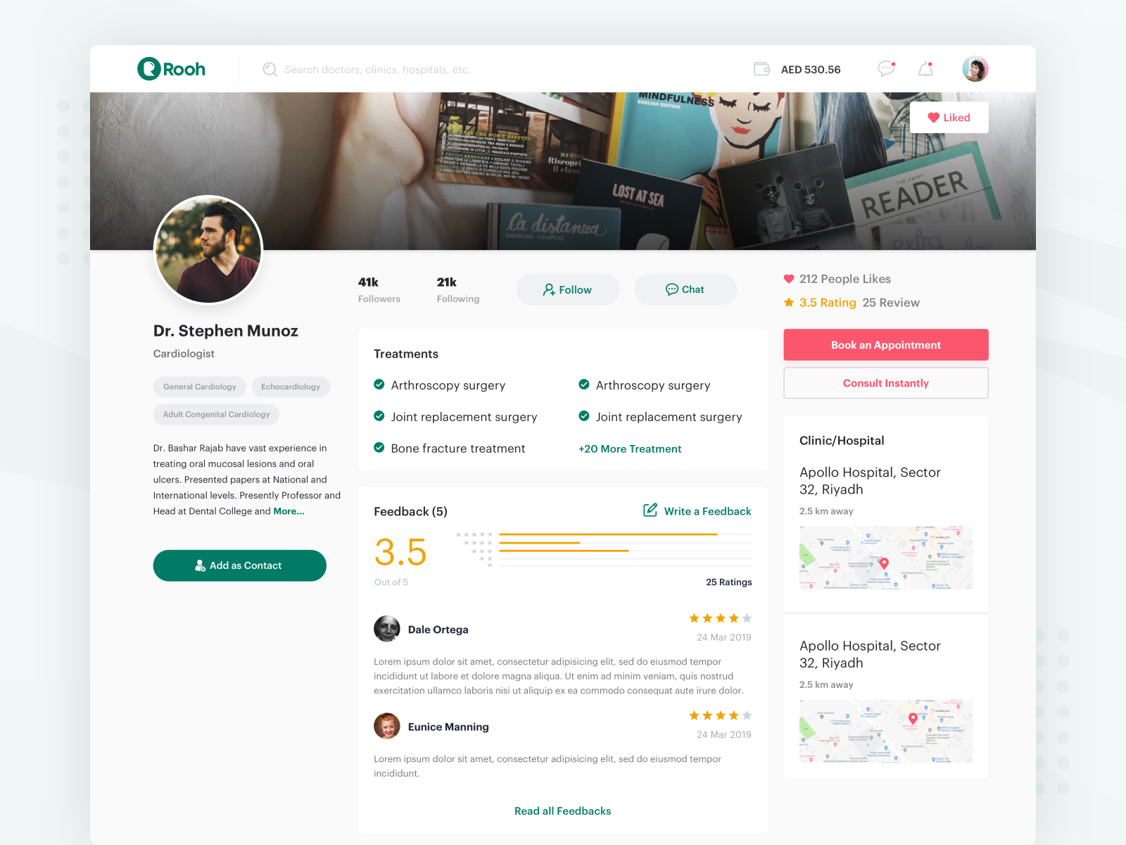 Doctor Profile Web Page by Avinash on Dribbble