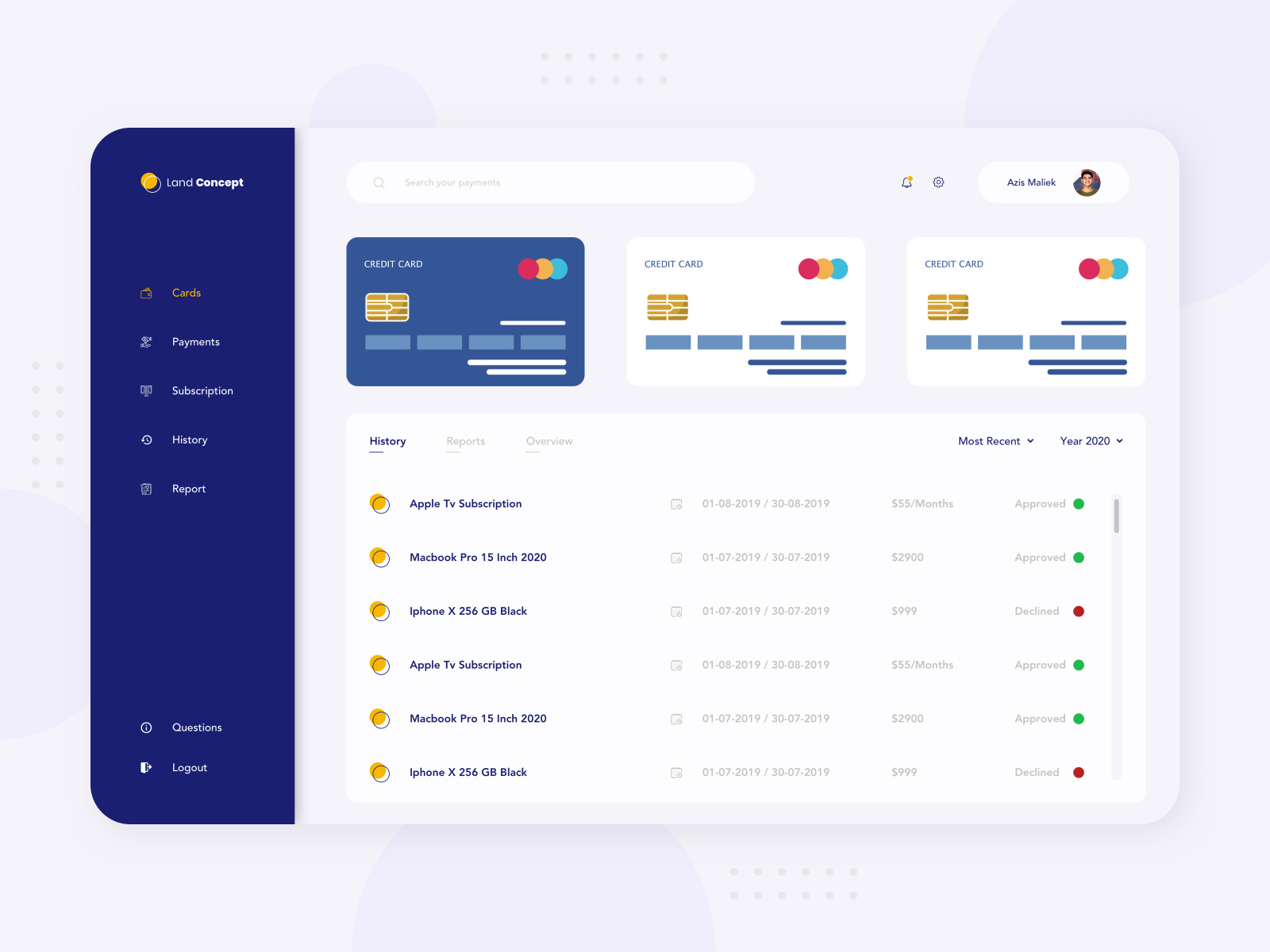 Dashboard Financial Concept | UI Design by Azis Maliek® on Dribbble