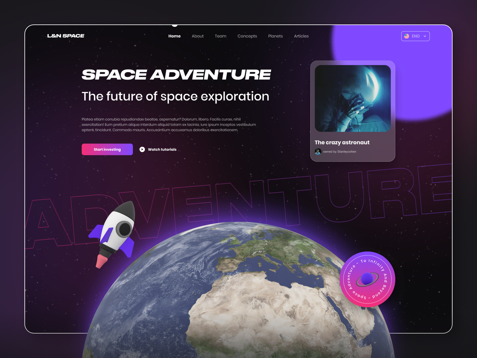 Space adventure web design 🚀 by Léna on Dribbble