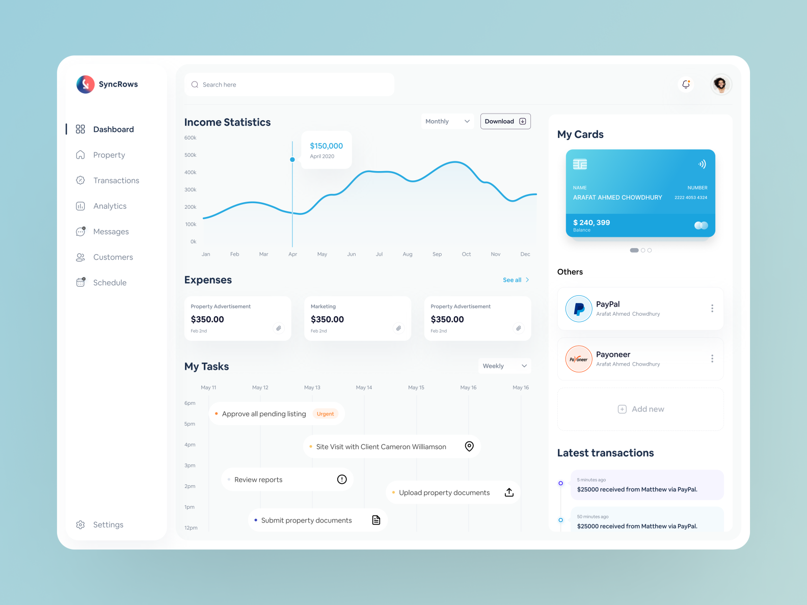 Agent Dashboard - Real Estate by Arafat Ahmed Chowdhury on Dribbble