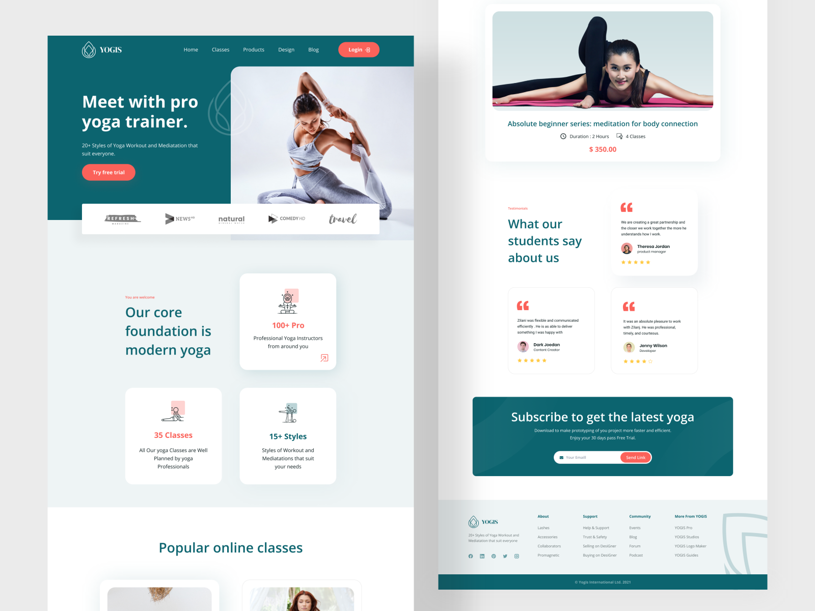 Yoga landing page design by Shimul on Dribbble