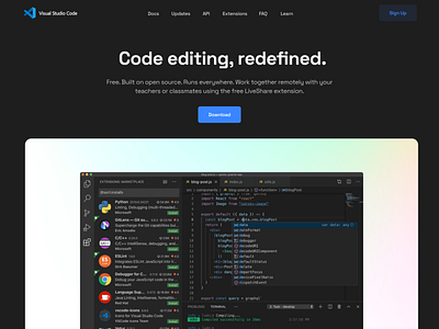 VS Code - Landing Page Concept by Saugat Kafle on Dribbble