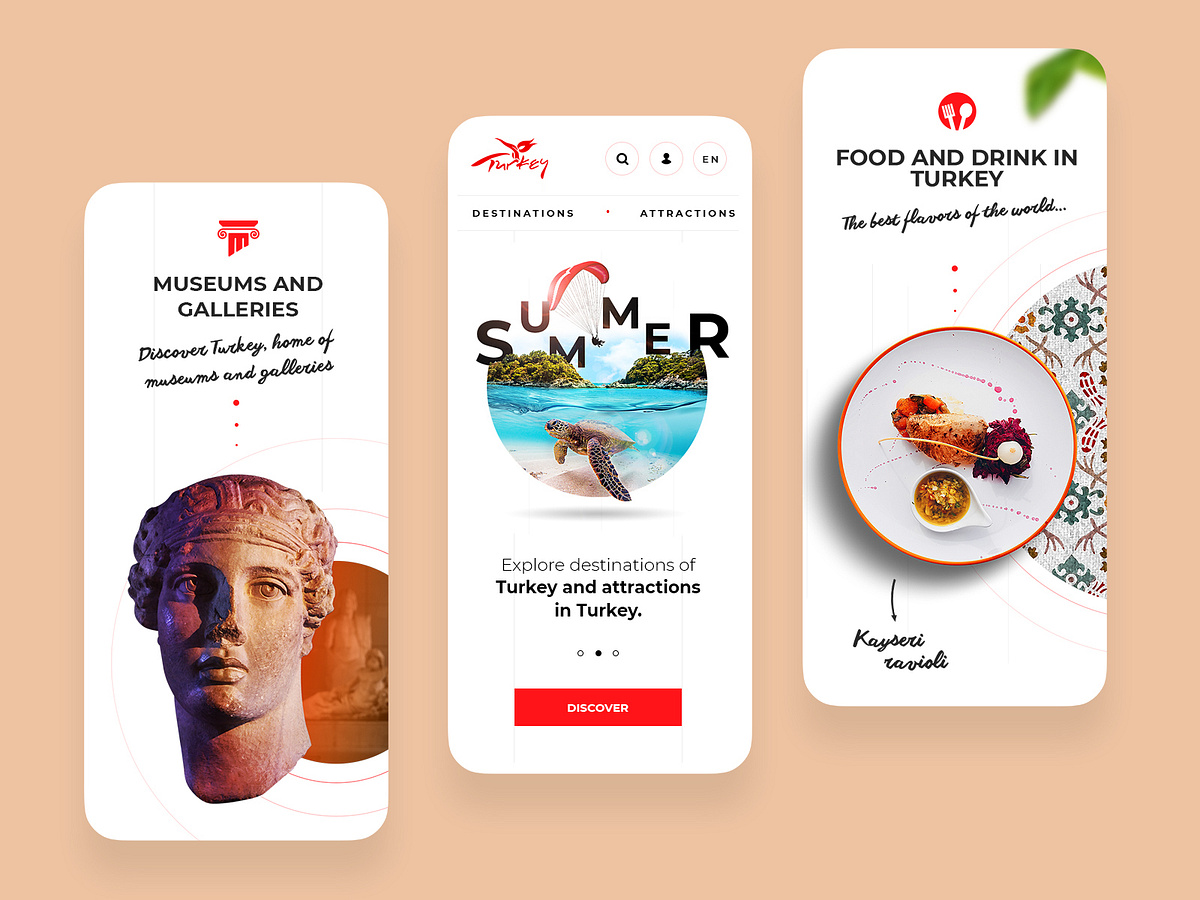 Tourism concept mobil ui design by ilker Kurtuldu on Dribbble