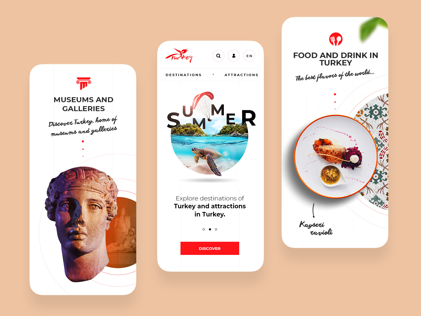 Tourism concept mobil ui design by ilker Kurtuldu on Dribbble
