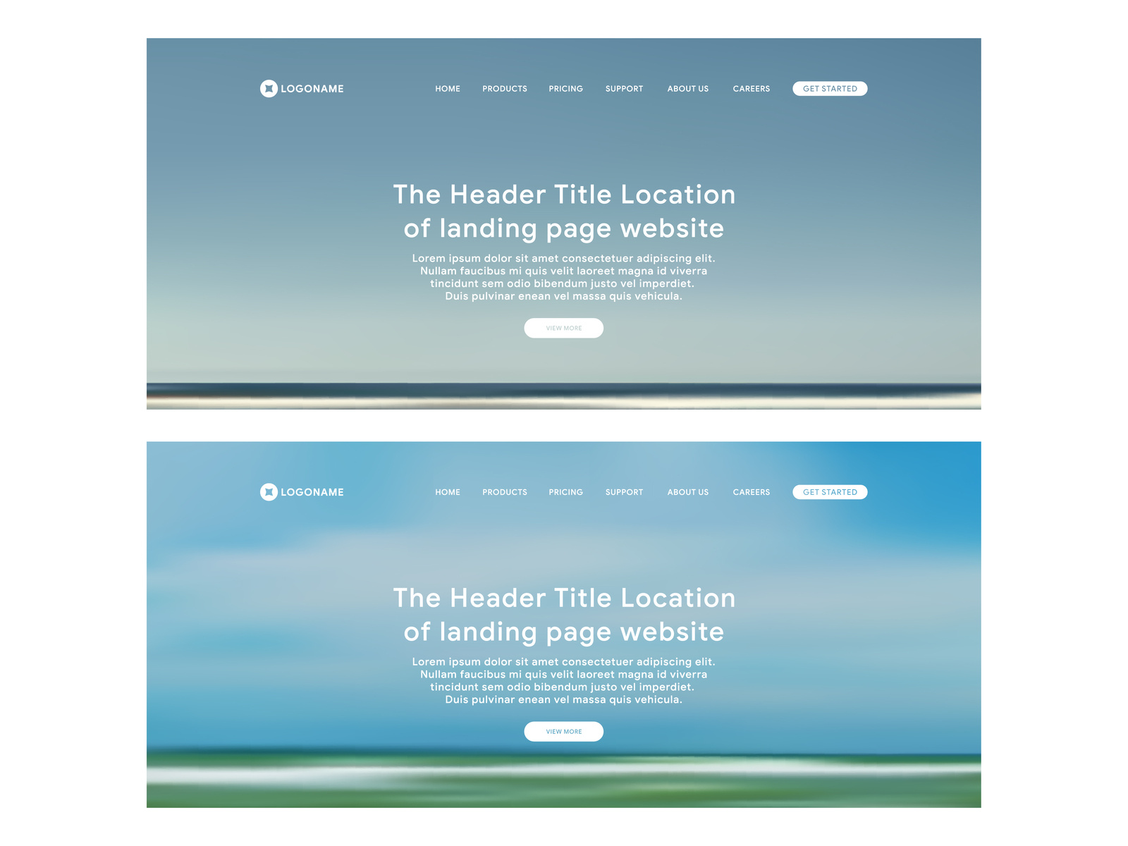 header web of landing page with beach and sky background by Bramantya ...