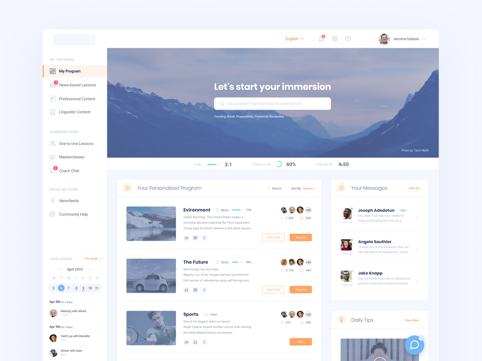 Language Learning Platform by Thiago Dalcin on Dribbble