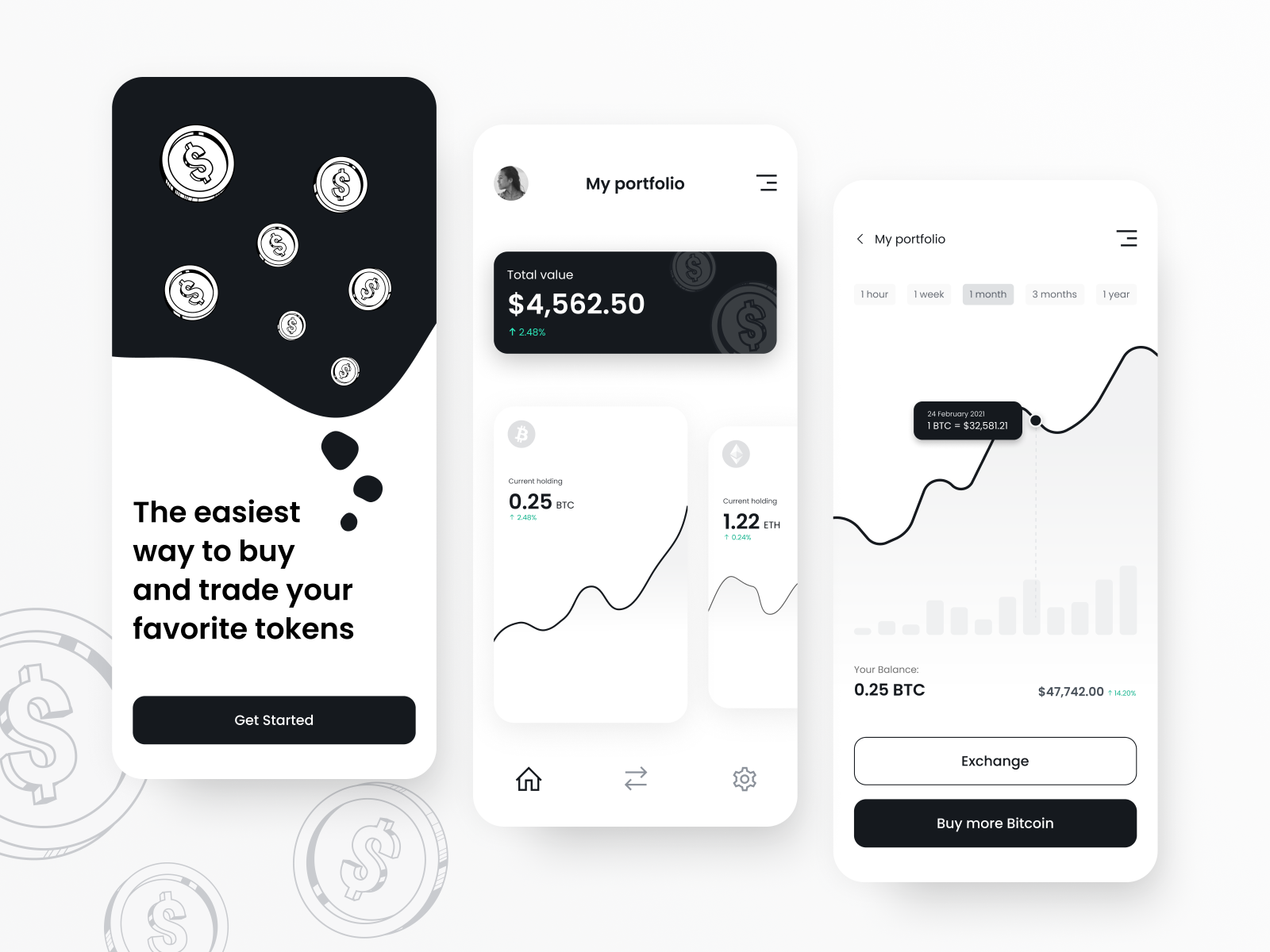 Token trading application by Laura Flint on Dribbble