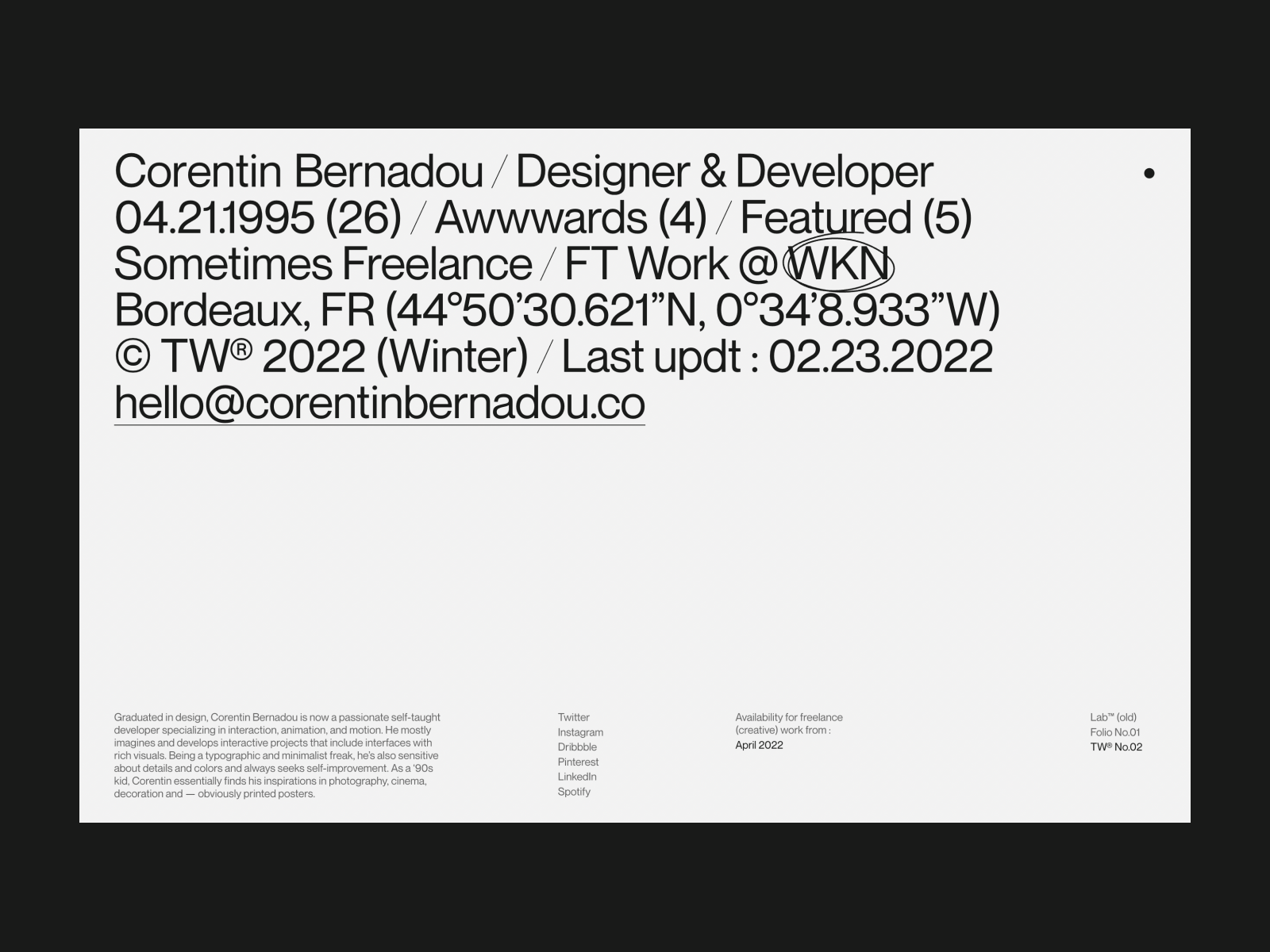 Temporary Website® — 2022 by Corentin Bernadou on Dribbble