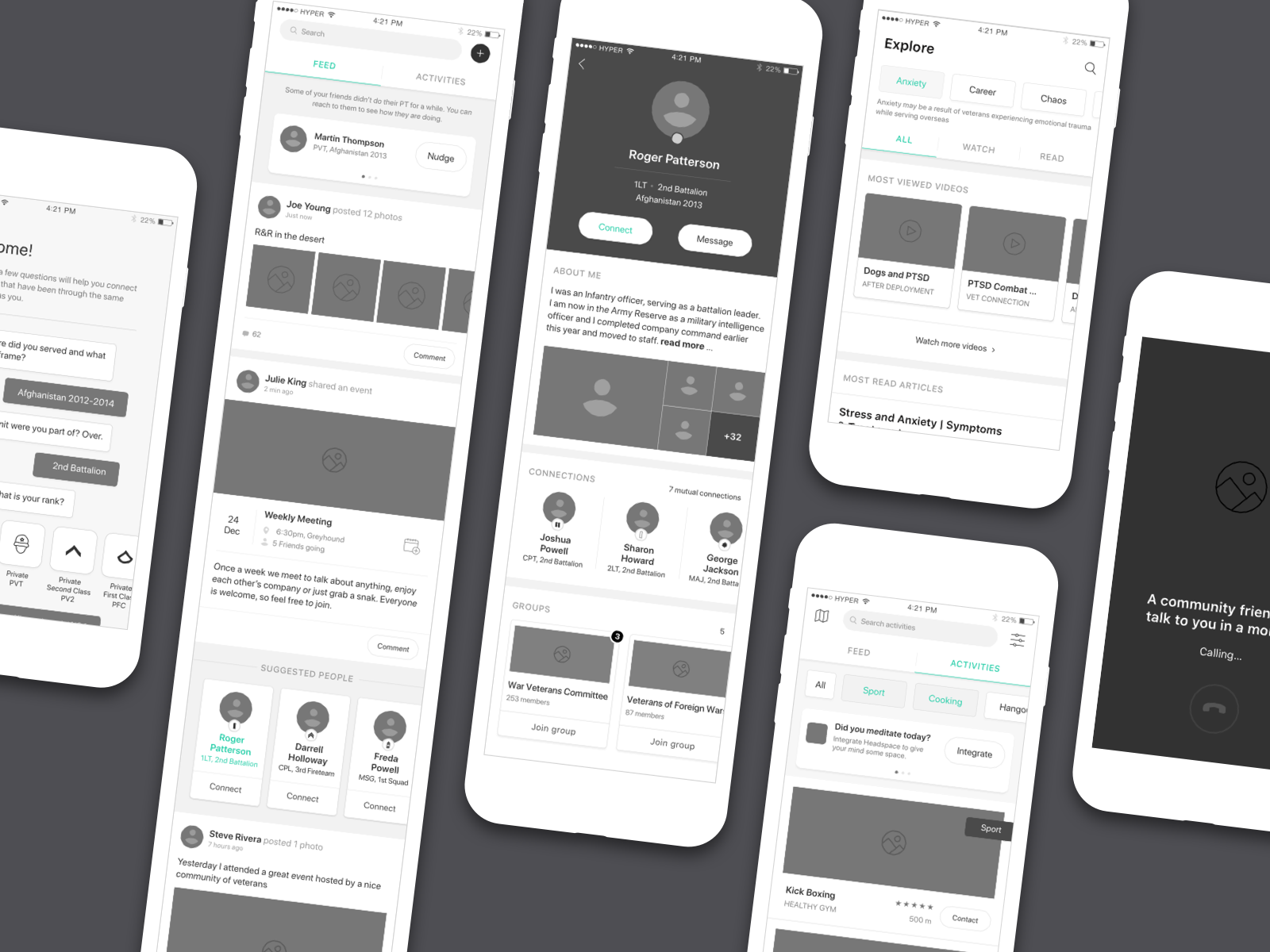 Soldiers Connect - UX wireframes (2017) by Laura Coman on Dribbble