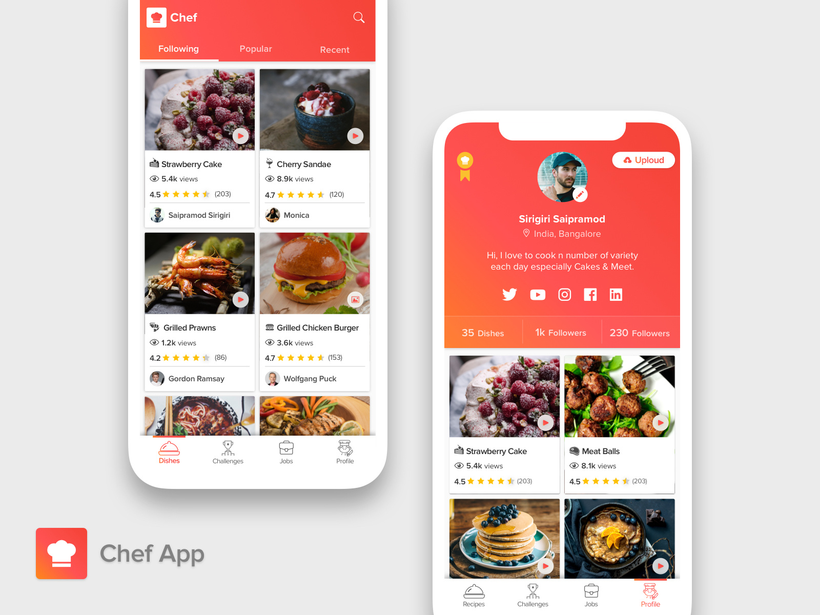 Chef App (Gradient Version) by Saipramod Sirigiri on Dribbble