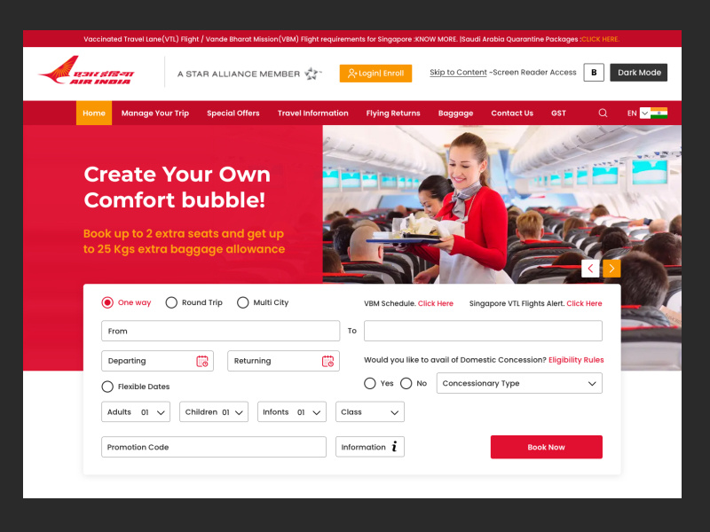 AIR INDIA WEB PAGE REDESIGN by Hemant Kumar Lodhi on Dribbble