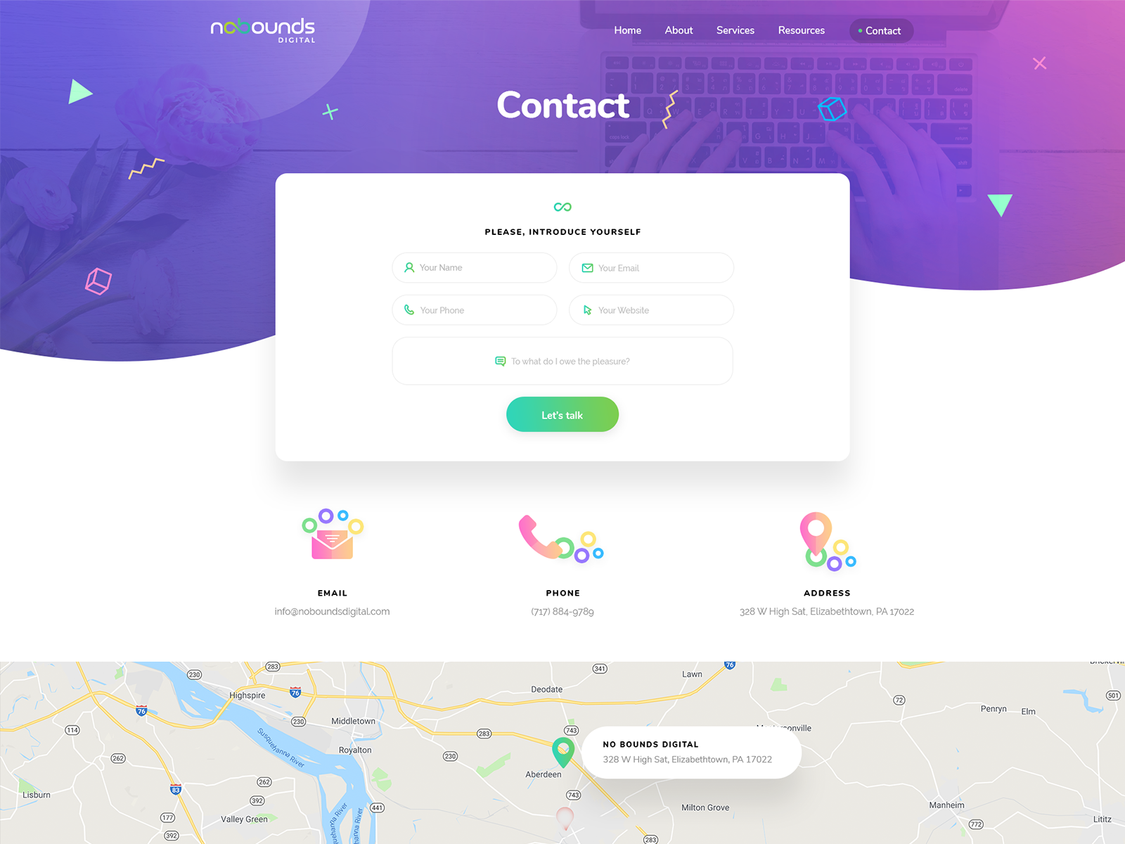 No Bounds Digital - Contact Page by Sanja Knežević on Dribbble